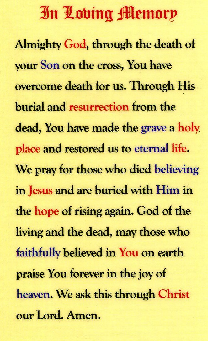 In Loving Memory N Holy Card Prayer Card pack of 25 | Etsy