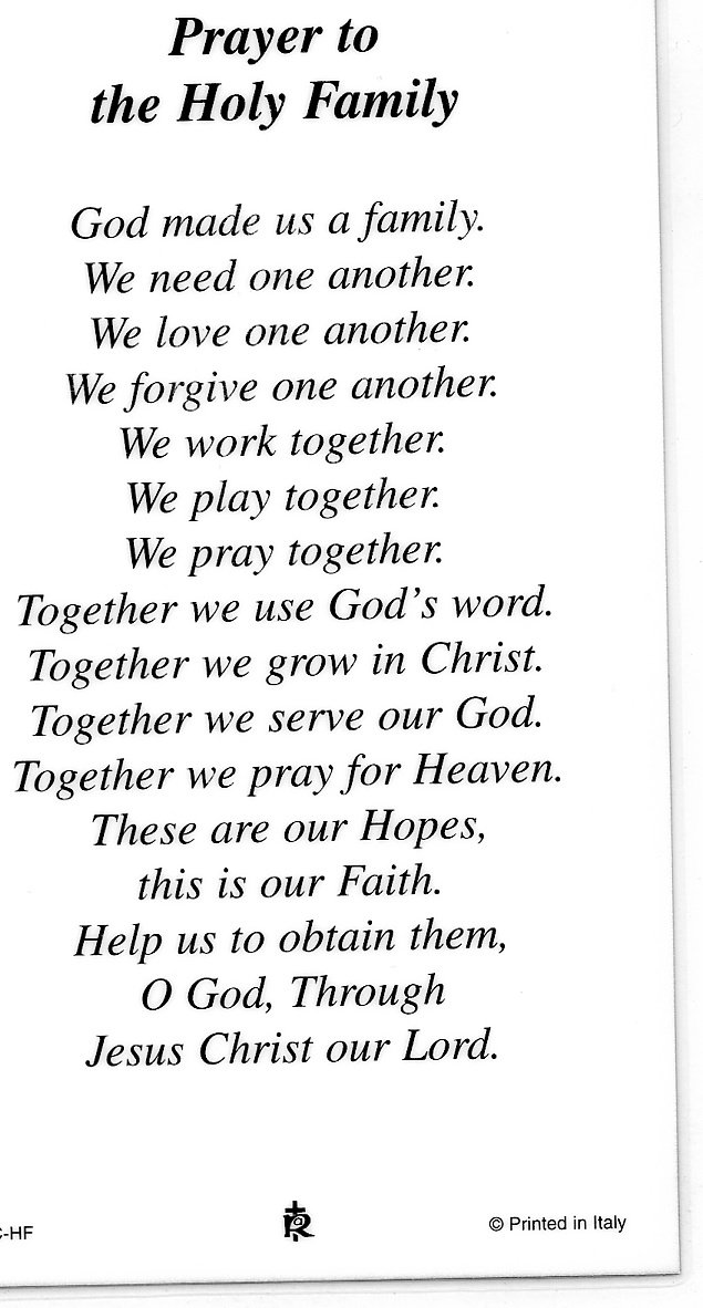 Prayer to the Holy Family Holy Card Prayer Card pack of 25 - Etsy