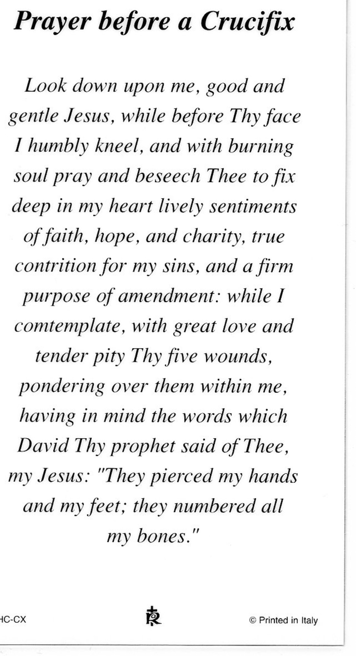 Prayer Before A Crucifix Holy card Prayer card Pack of 25 | Etsy