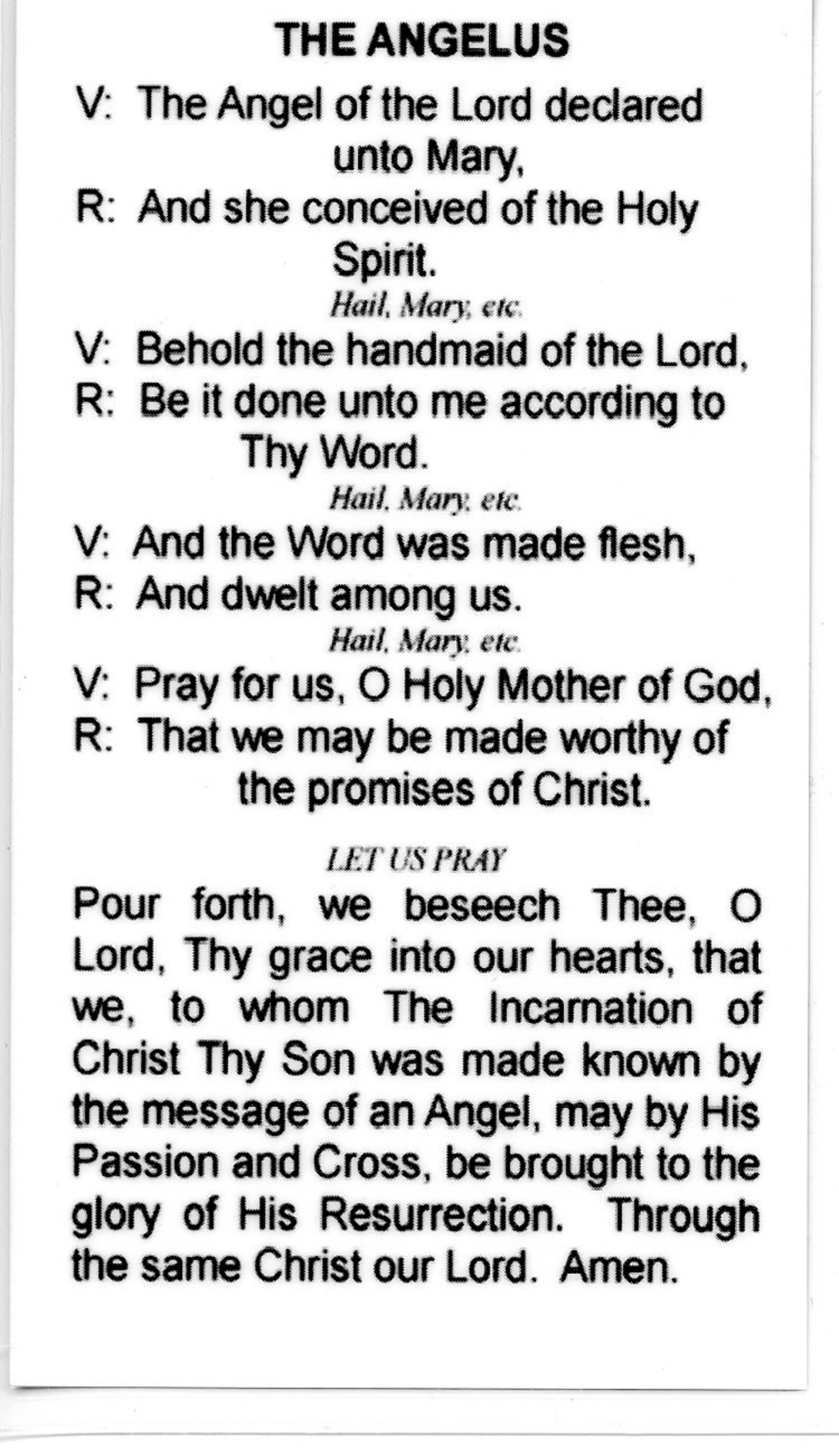 THE ANGELUS 2 Holy Card Prayer Card pack of 25 - Etsy