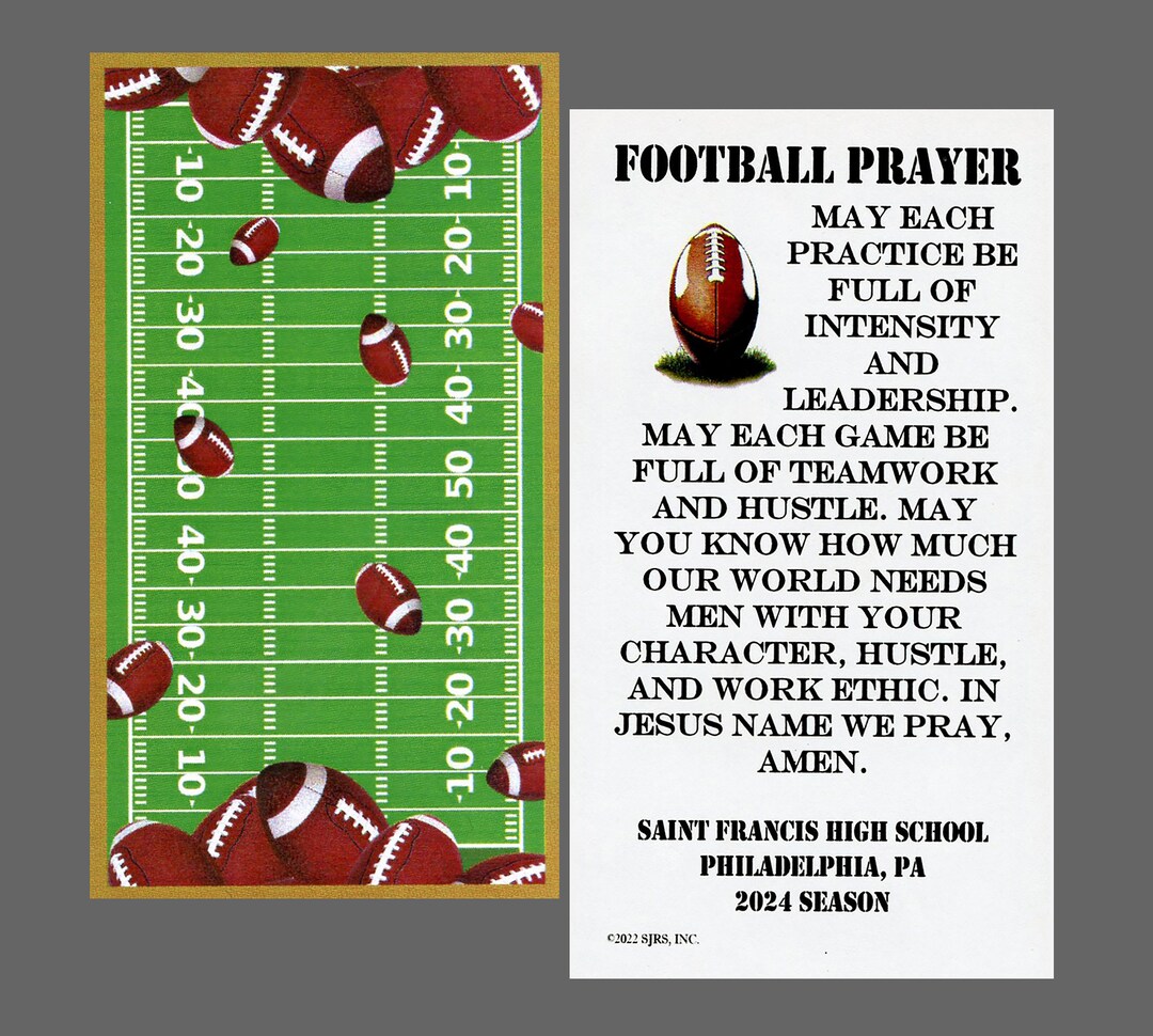 Football Prayer - Personalized School Sports Laminated Prayer Cards ...