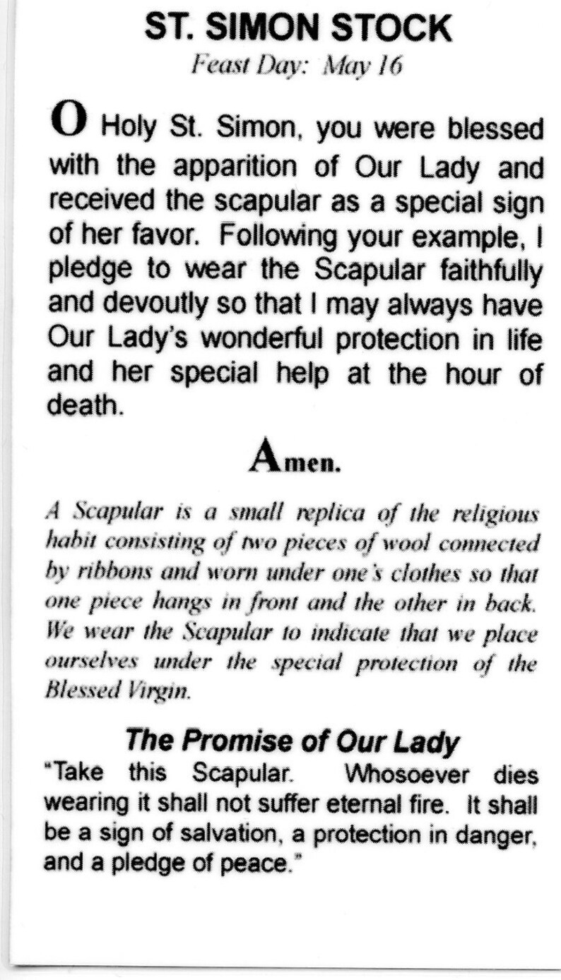 ST. SIMON STOCK Holy Card Prayer Card pack of 25 - Etsy