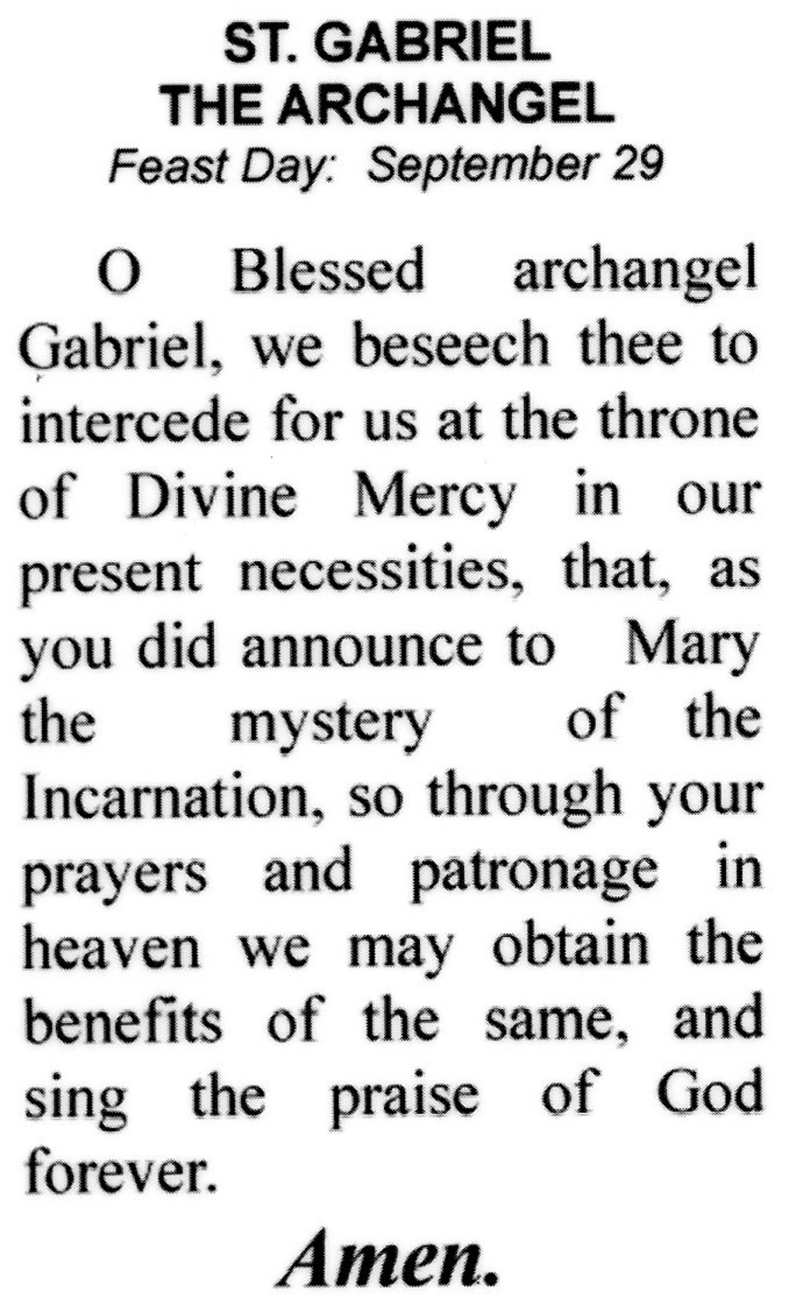 ST. GABRIEL Holy Card Prayer Card pack of 25 - Etsy