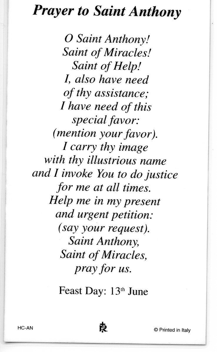 ST. ANTHONY - Relic Holy Card - Blessed by Pope Francis - Etsy