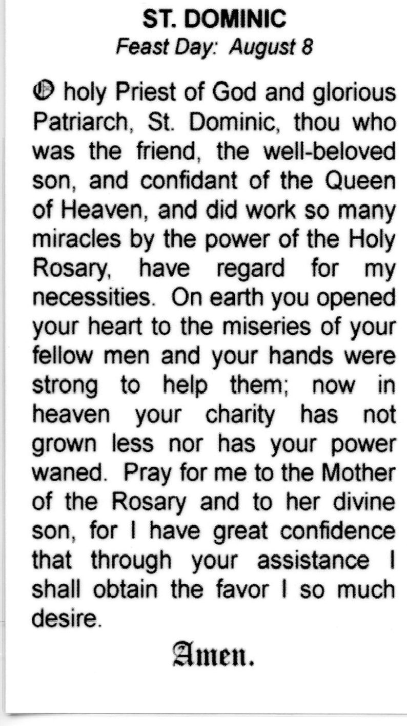 ST. DOMINIC Holy Card Prayer Card pack of 25 - Etsy