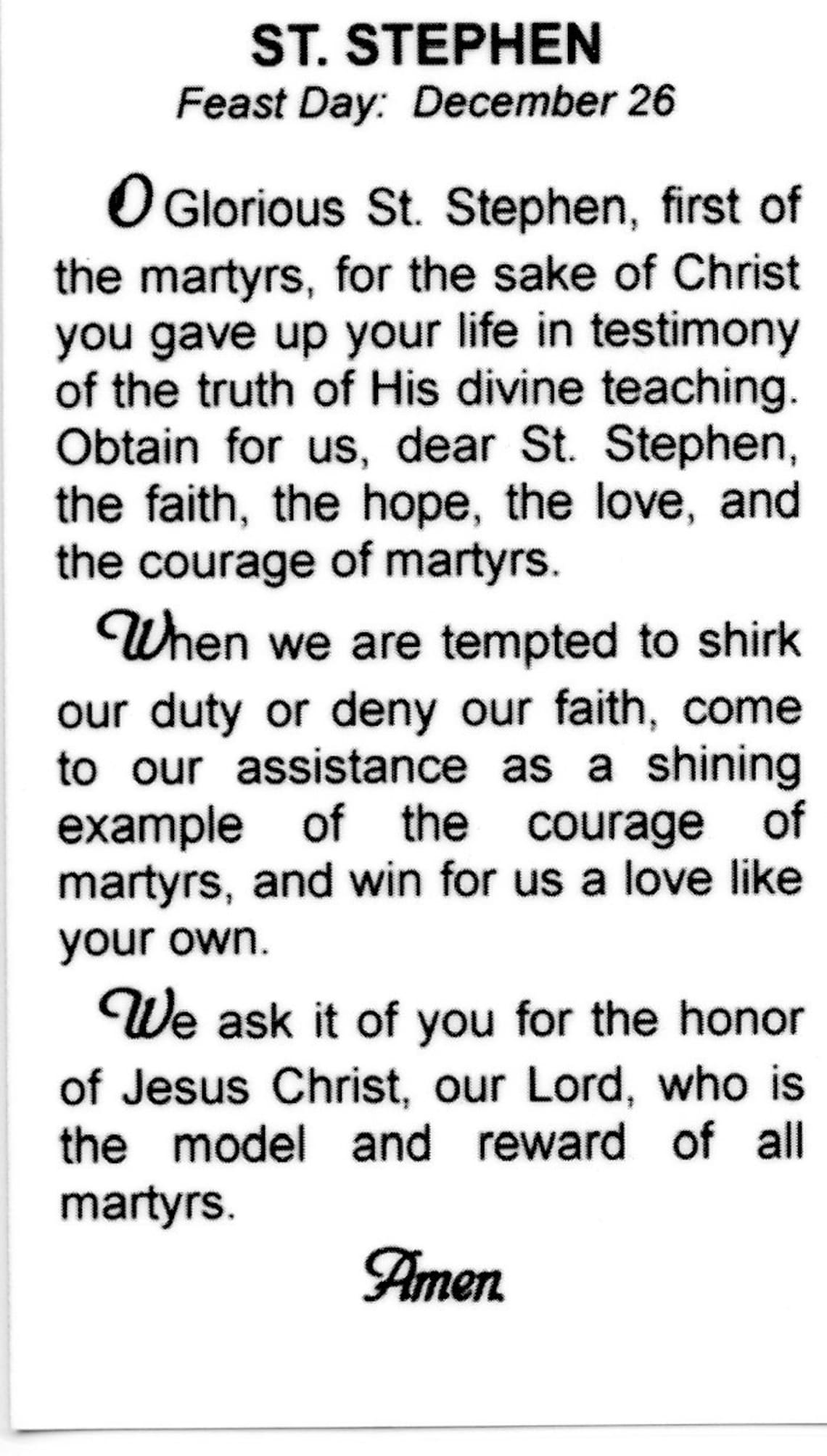 ST. STEPHEN Holy card Prayer card Pack of 25 | Etsy