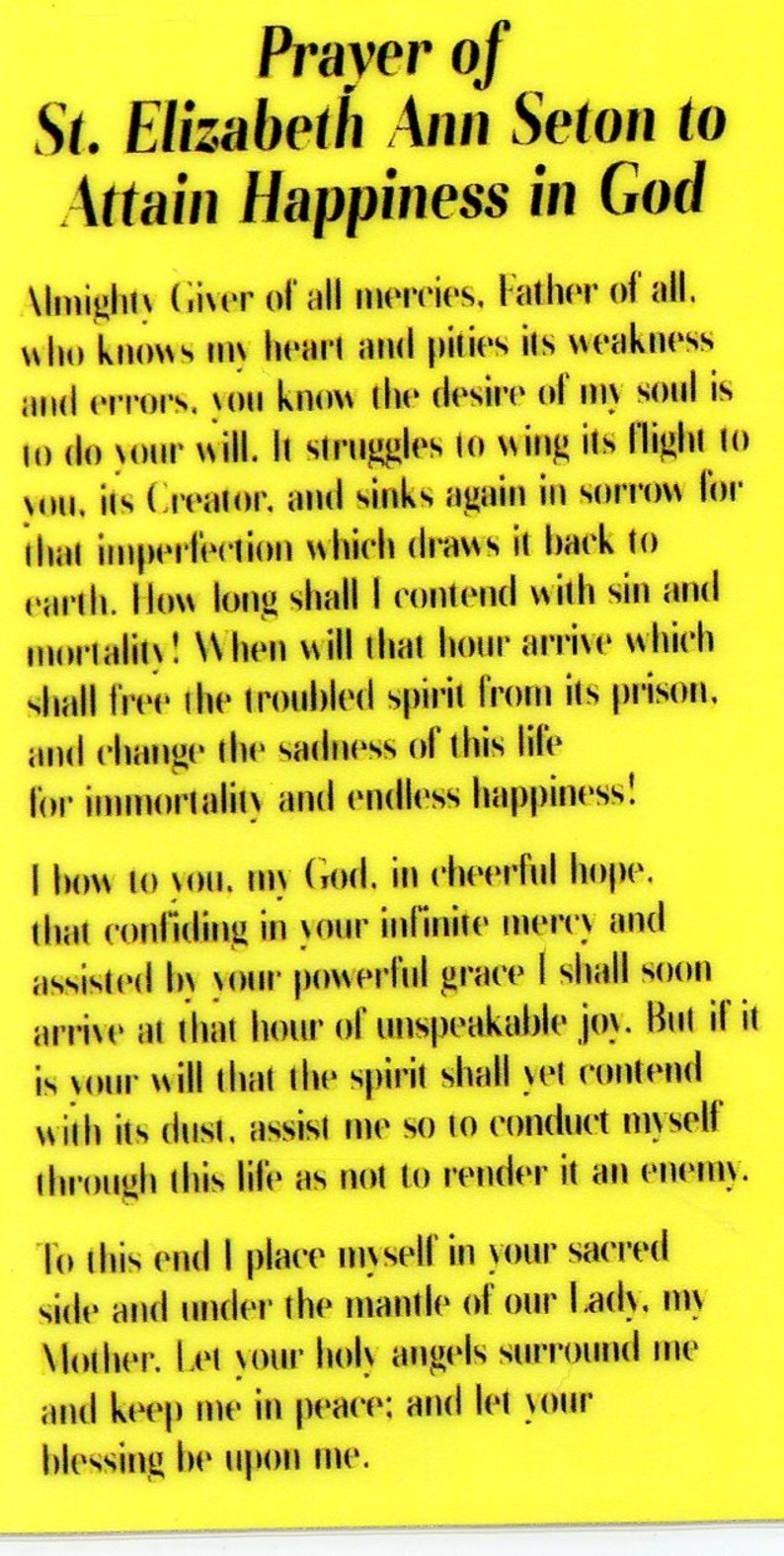 Prayer of St. Elizabeth Ann Seton U - Holy Card - Prayer Card -pack of ...