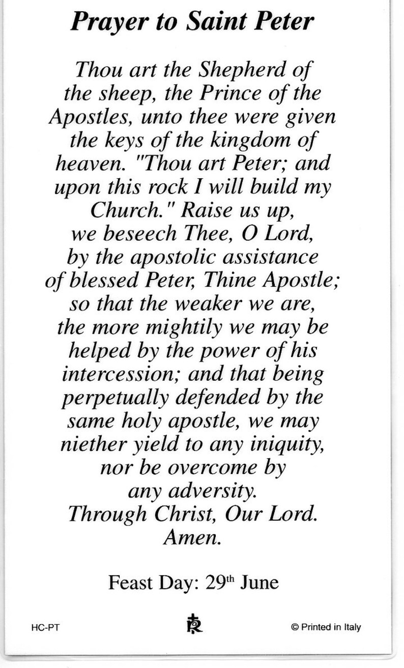 ST. PETER Relic Holy Card Blessed by Pope Francis | Etsy