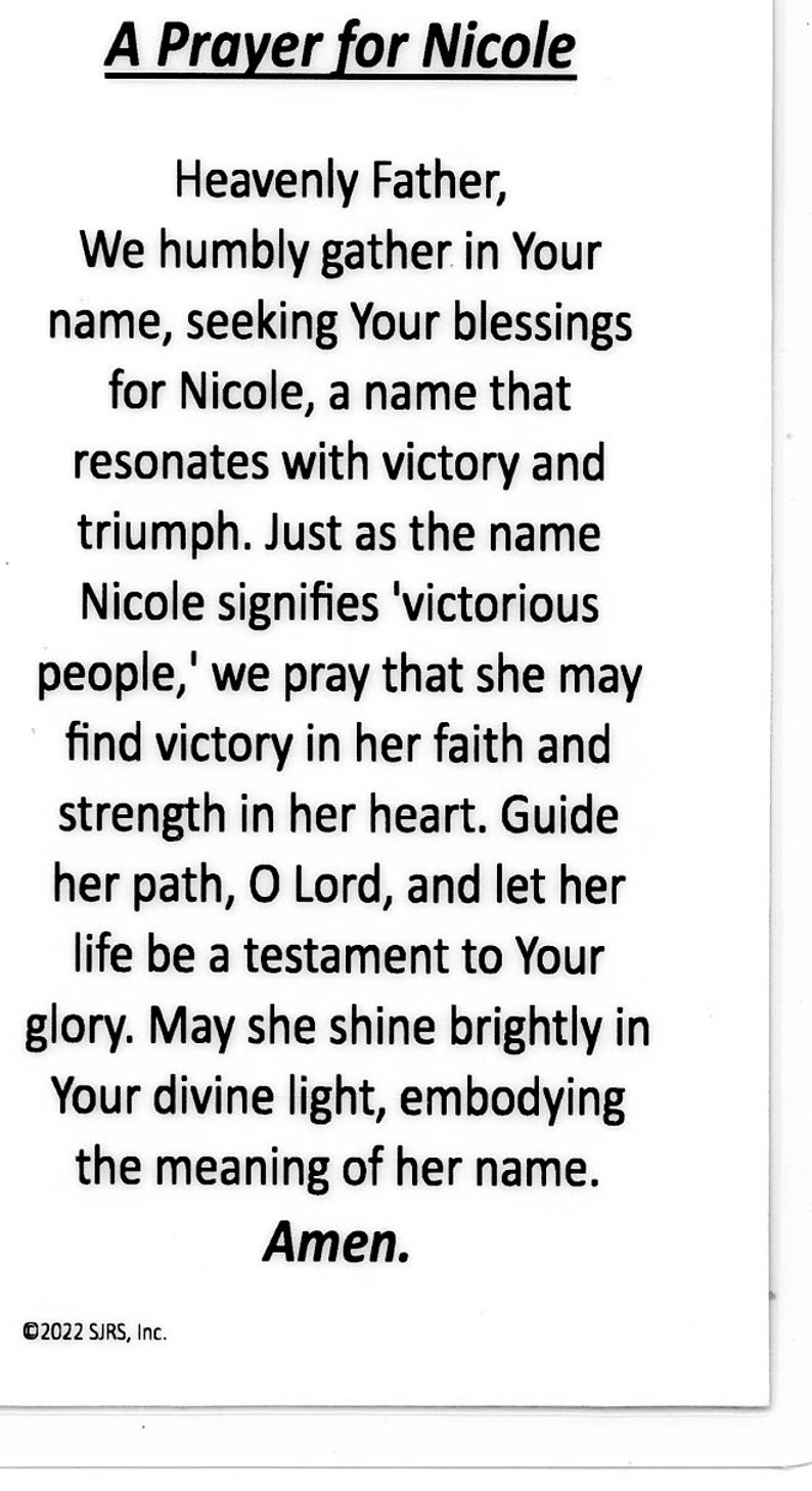A Prayer for Nicole U - Holy Card - Prayer Card -pack of 25 - Etsy