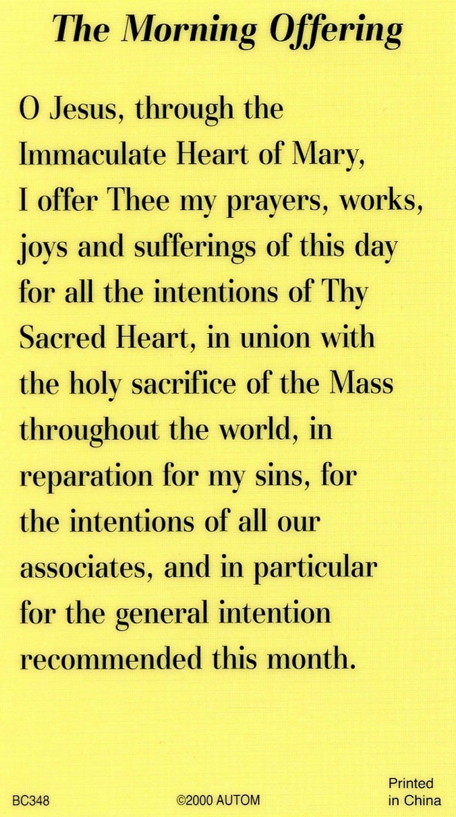 THE MORNING OFFERING 2 - Holy Card - Prayer Card -pack of 25 - Etsy