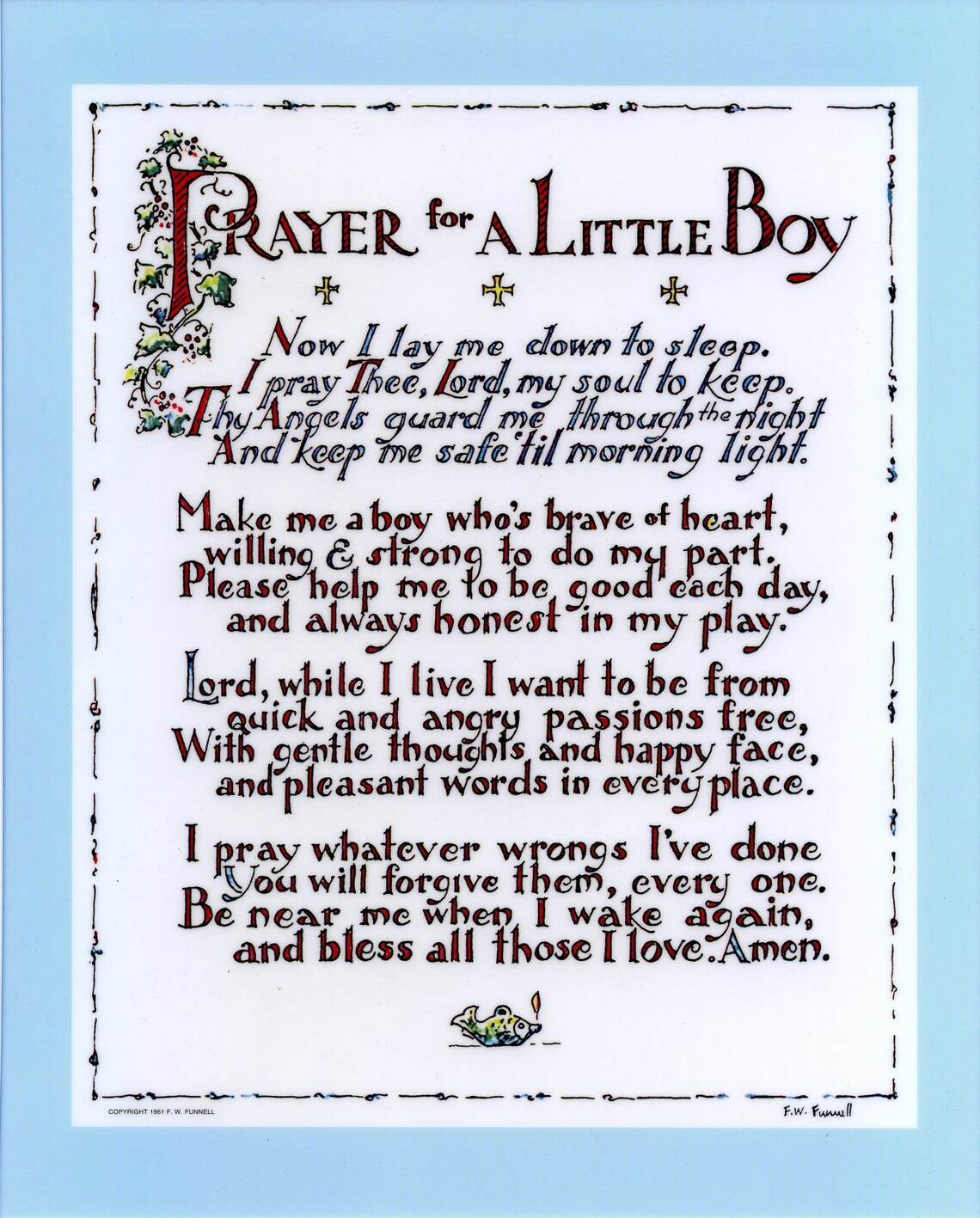 LITTLE BOY PRAYER Catholic Picture Print - Etsy