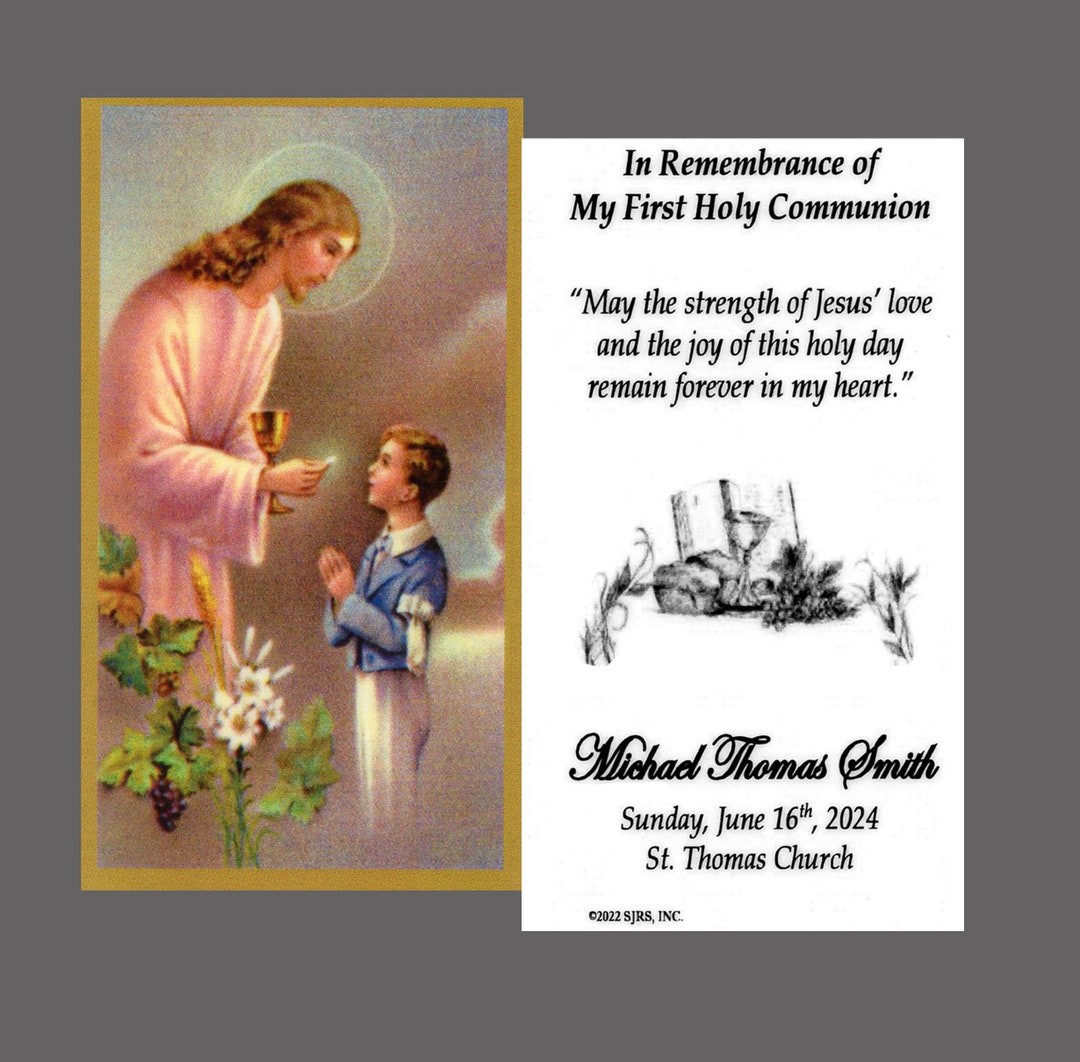 My First Holy Communion (boy) - Personalized Laminated Prayer Cards ...