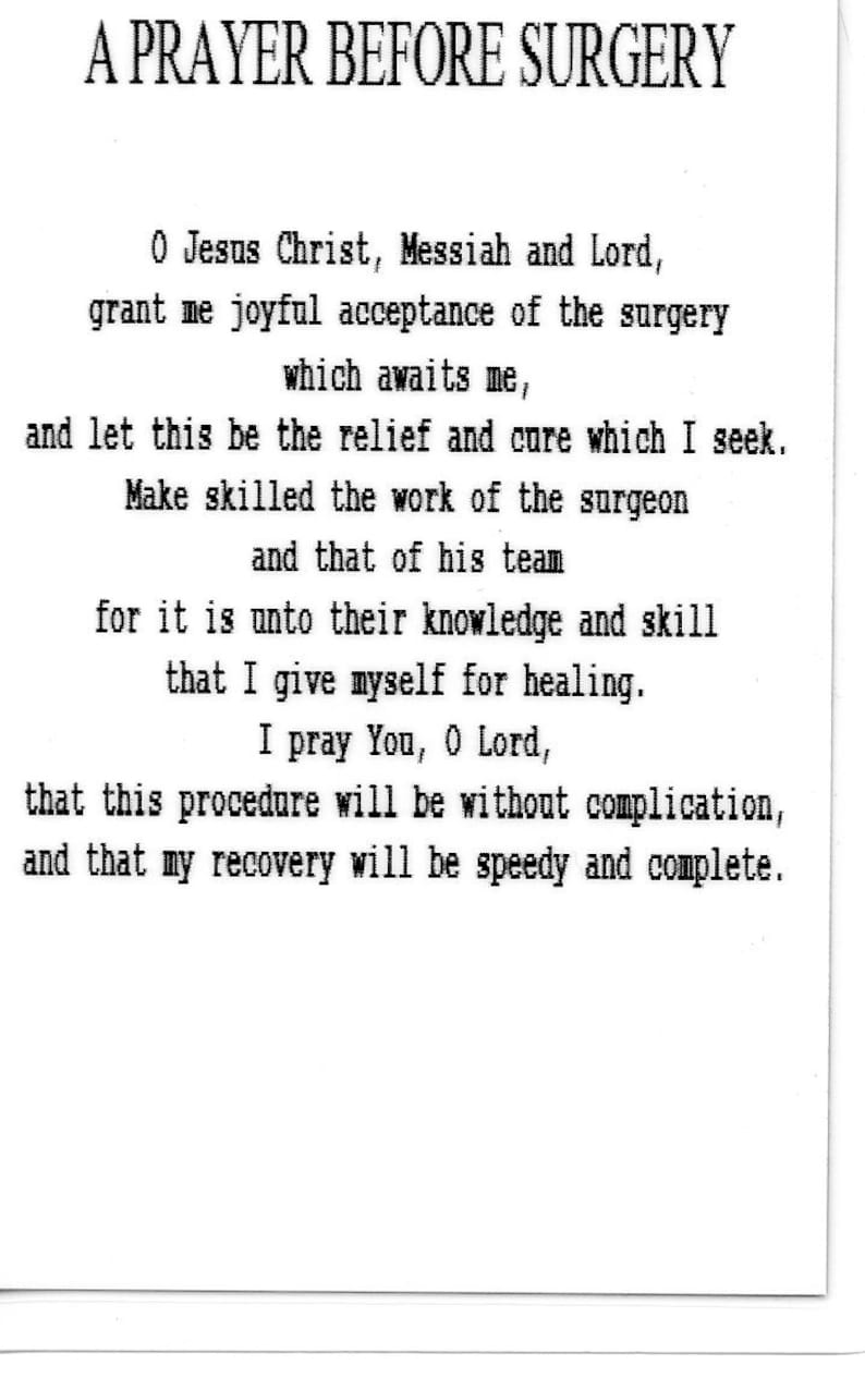 St. Luke Prayer Before Surgery Holy Card Prayer Card pack of 25 - Etsy