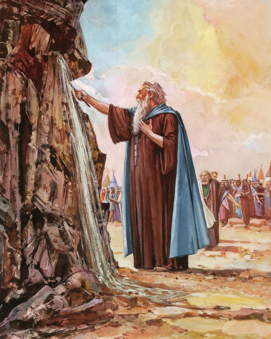 Moses Strikes Rock for Water P - Catholic Picture - Print - Etsy