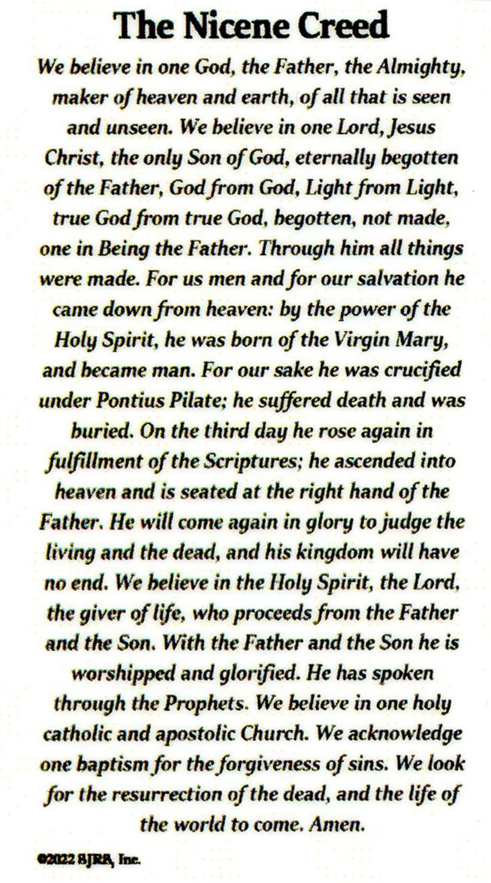 The Nicene Creed Funeral Memorial Laminated Prayer Cards - Pack of 60 ...
