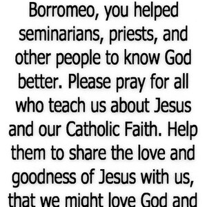 Prayer to St. Charles for Seminarians and Catechists U - Holy Card ...