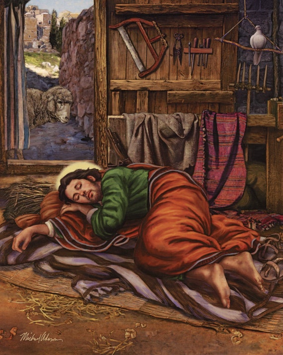 SLEEPING ST. JOSEPH Catholic Picture Print | Etsy