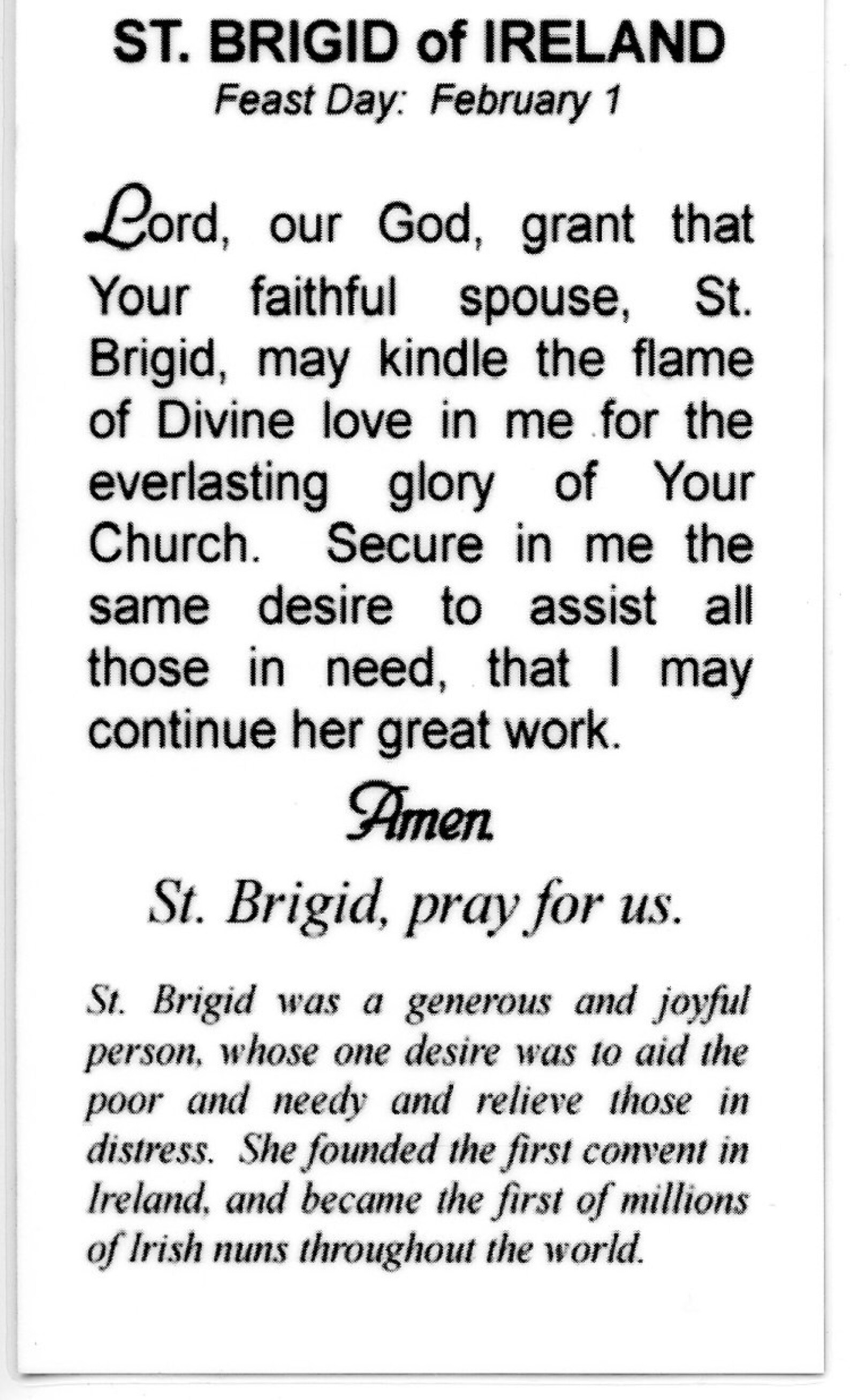 St. Brigid of Ireland - Holy Card - Prayer Card -pack of 25 - Etsy