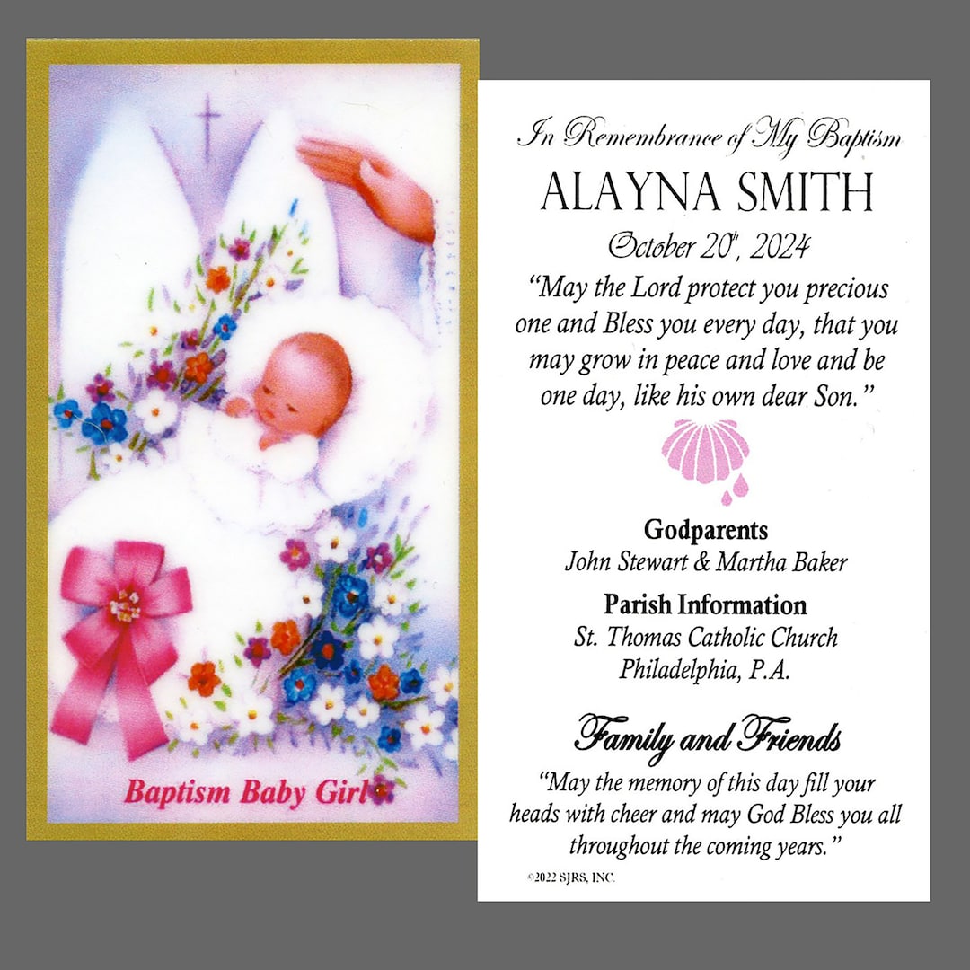 In Remembrance Girl - Personalized Baptism Laminated Prayer Cards ...