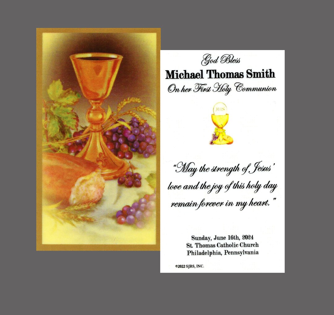 God Bless Communion Boy - Personalized Laminated Prayer Cards - Pack of ...