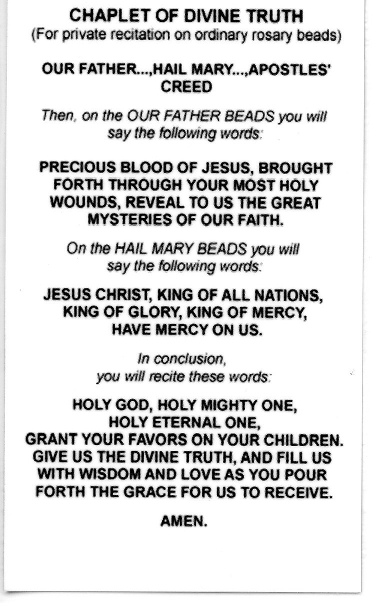 Chaplet of Divine Truth Holy Card Prayer Card pack of 25 | Etsy