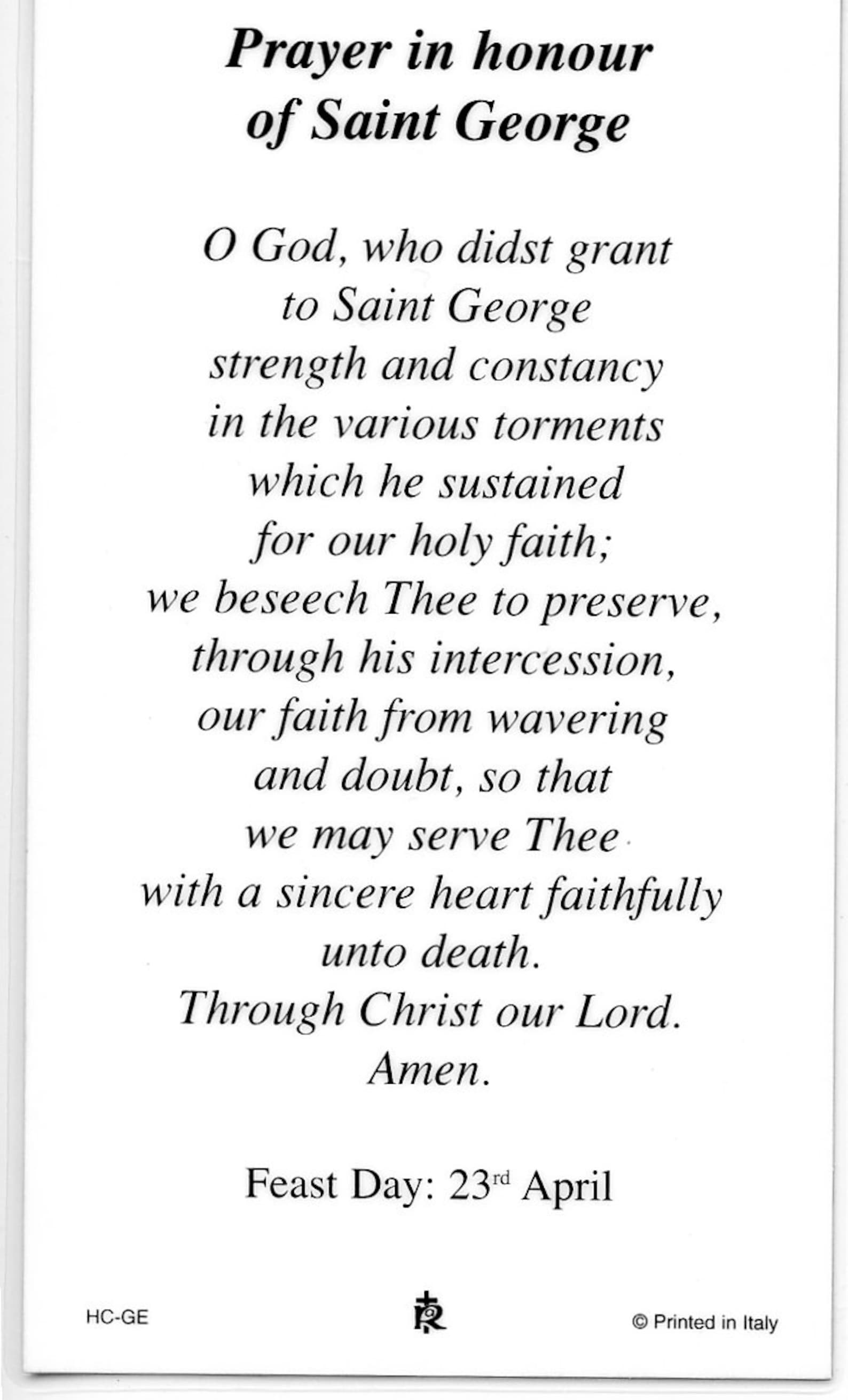 ST. GEORGE Holy Card Prayer Card pack of 25 - Etsy
