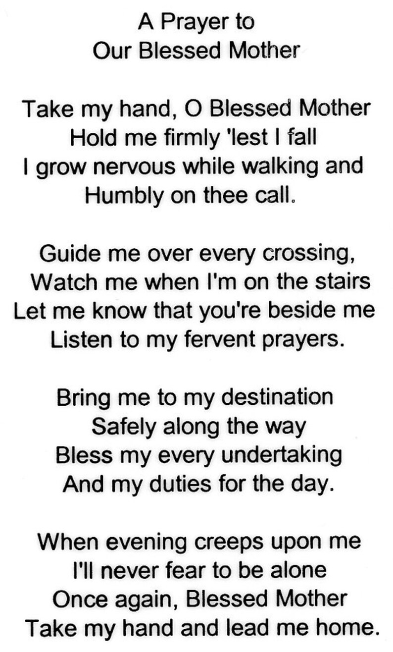 Take My Hand O Blessed Mother Holy Card Prayer Card Pack Of 25 Etsy