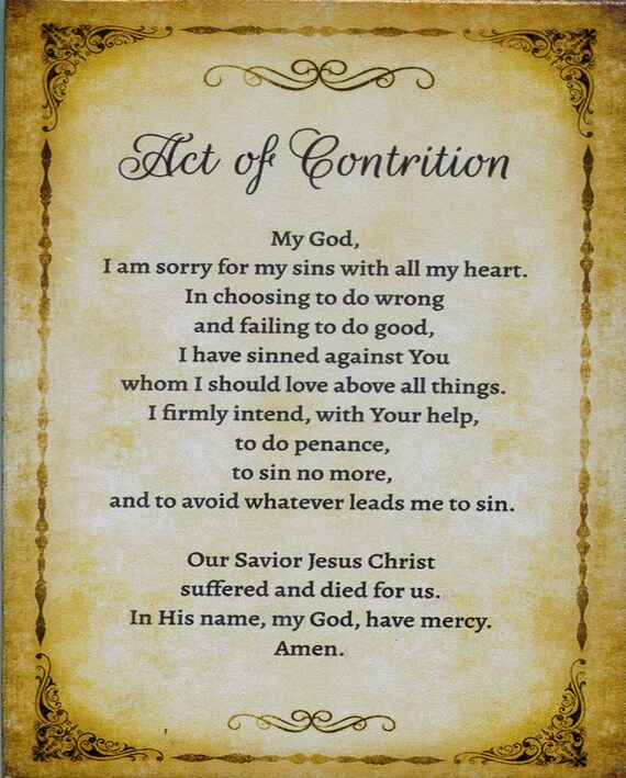Act of Contrition T Catholic Picture Print | Etsy