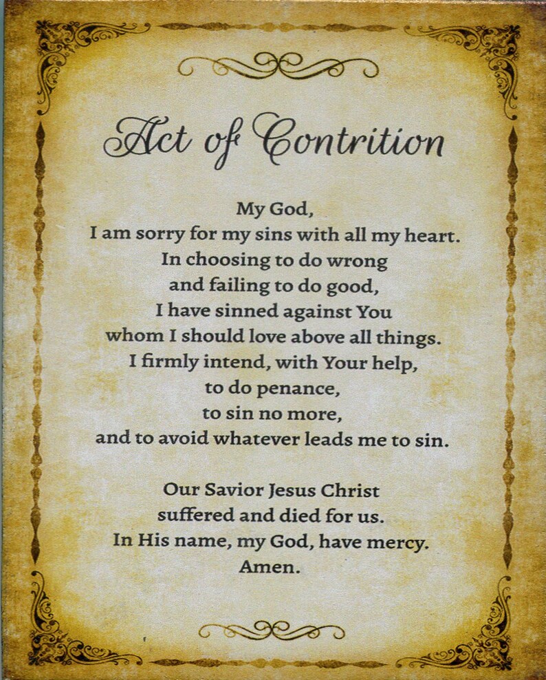 Act of Contrition T Catholic Picture Print - Etsy