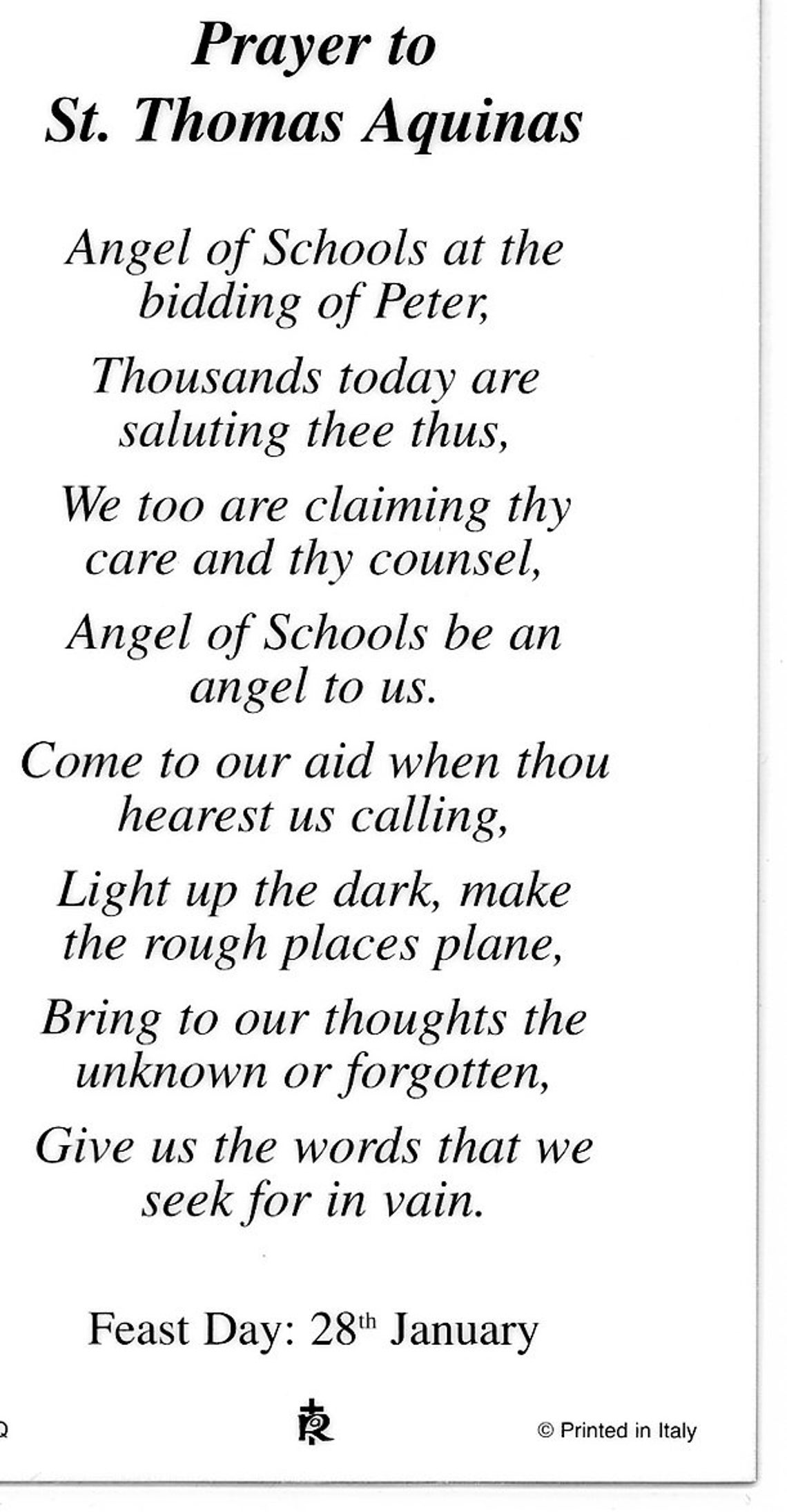 ST. THOMAS AQUINAS Relic Holy card Blessed by Pope | Etsy