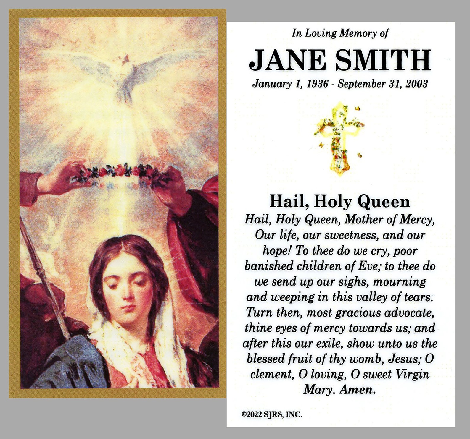 Hail Holy Queen Funeral Memorial Laminated Prayer Cards - Pack of 60 - Etsy
