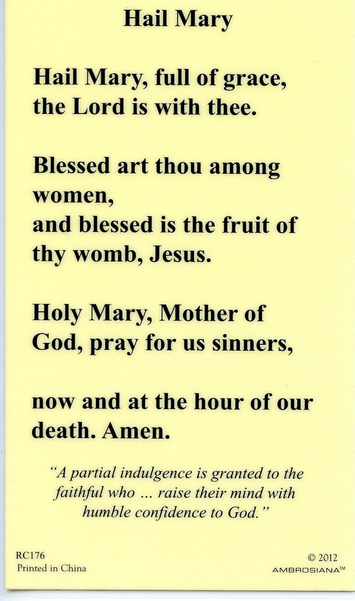 HAIL MARY Holy Card Prayer Card pack of 25 | Etsy