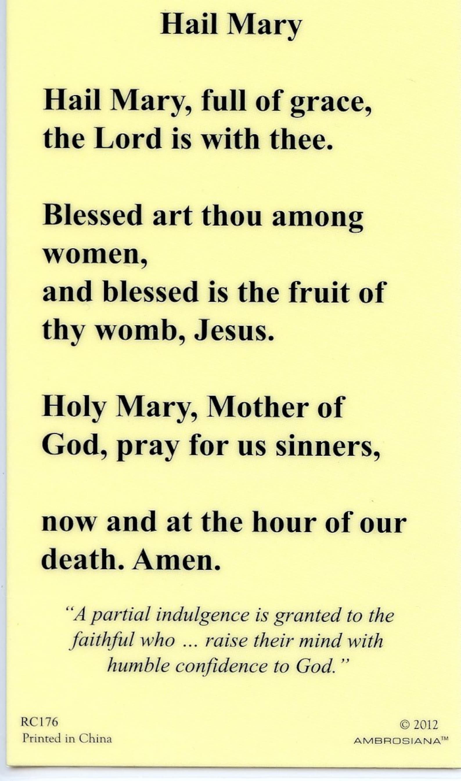 HAIL MARY Holy Card Prayer Card pack of 25 - Etsy