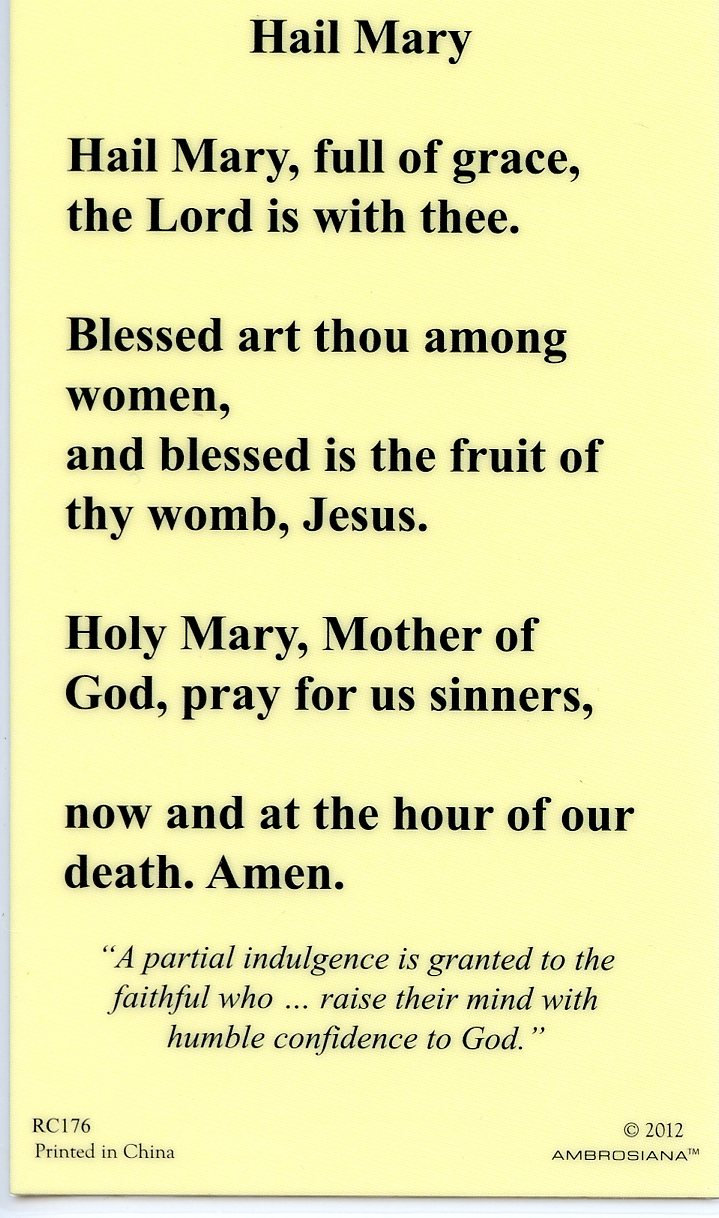 HAIL MARY - Holy Card - Prayer Card -pack of 25 - Etsy