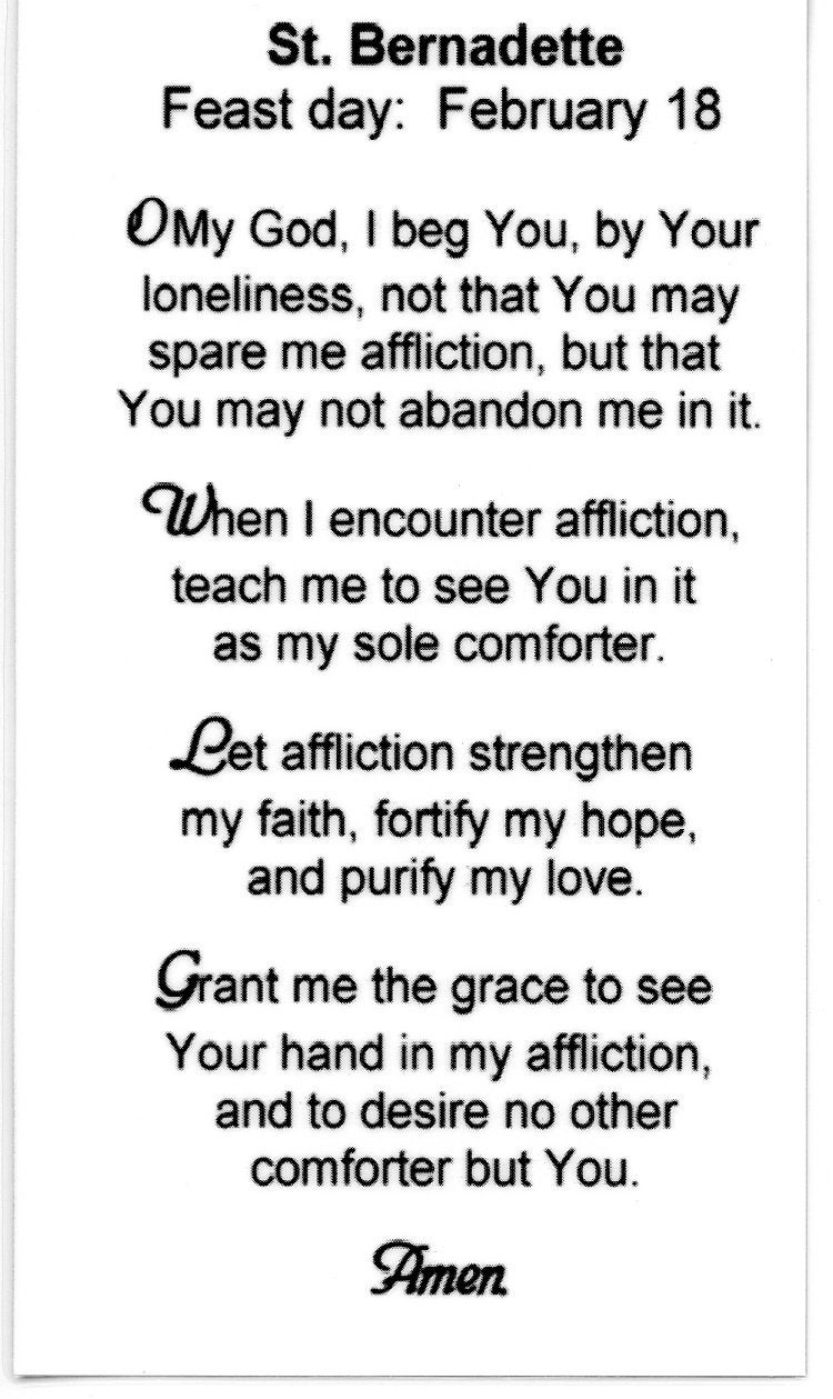 ST. BERNADETTE Holy card Prayer card Pack of 25 | Etsy