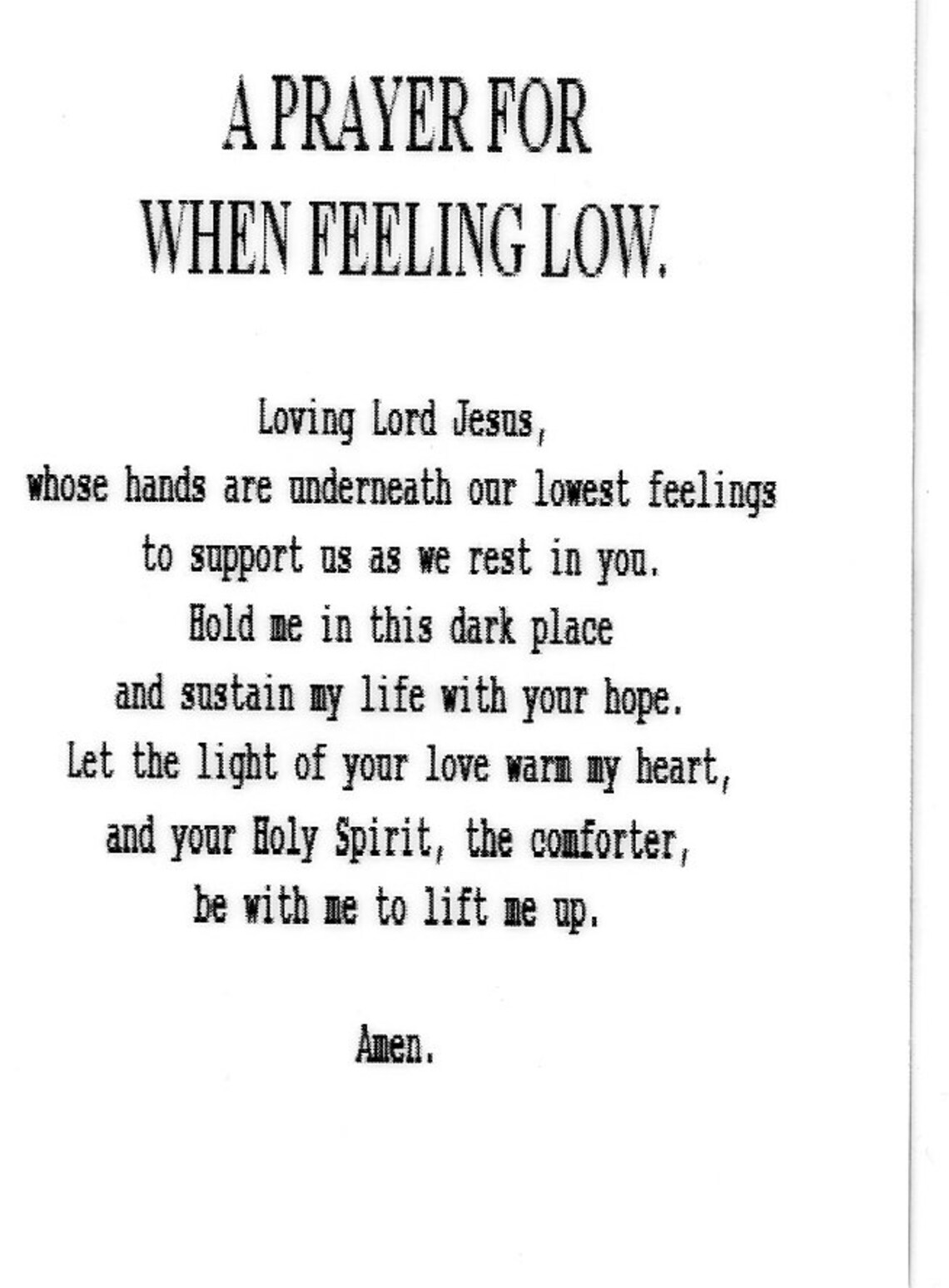 A Prayer for When Feeling Low Holy Card Prayer Card pack - Etsy