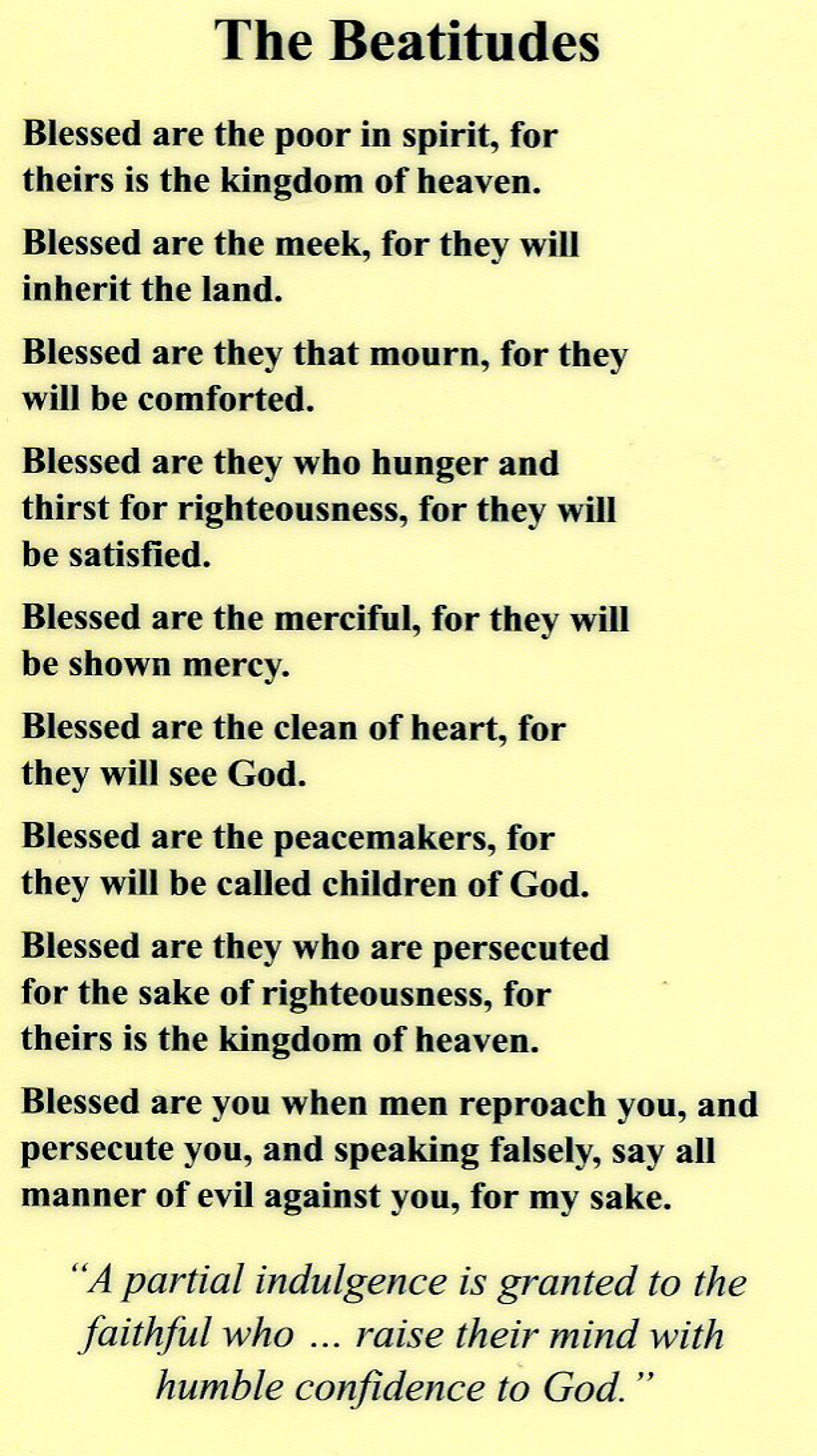 The Beatitudes N - Holy Card - Prayer Card -pack of 25 - Etsy