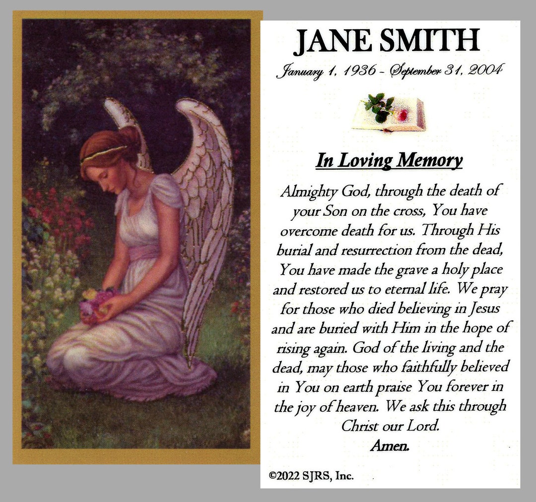 In Loving Memory Funeral Memorial Laminated Prayer Cards - Pack of 60 ...
