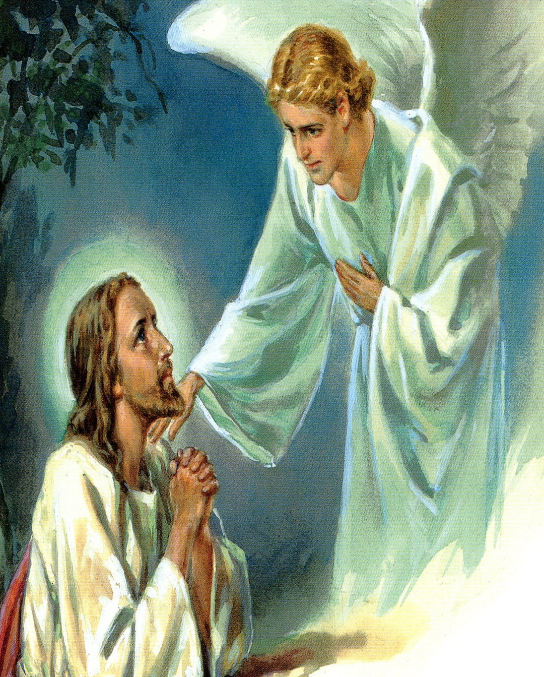 Angel Comforts Jesus N Catholic Picture Print - Etsy