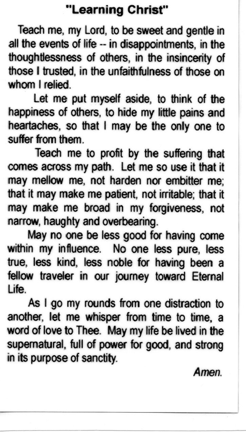 LEARNING CHRIST Holy Card Prayer Card pack of 25 - Etsy