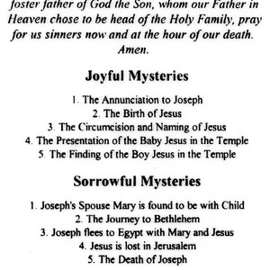 The St. Joseph Rosary Prayer U - Holy Card - Prayer Card -pack of 25 - Etsy