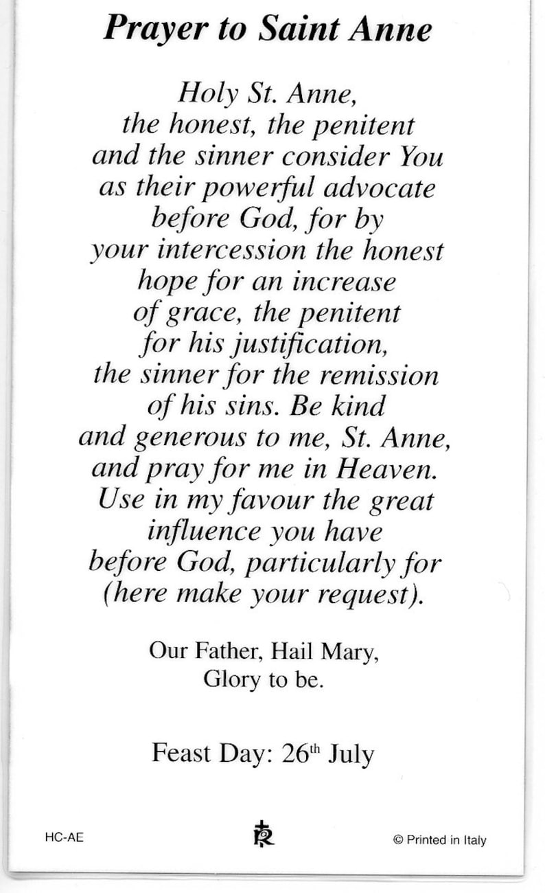 ST. ANN 1 Holy Card Prayer Card pack of 25 - Etsy