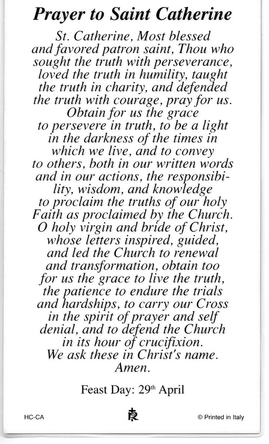 St. Catherine of Siena 1 Holy Card Prayer Card pack of 2 | Etsy