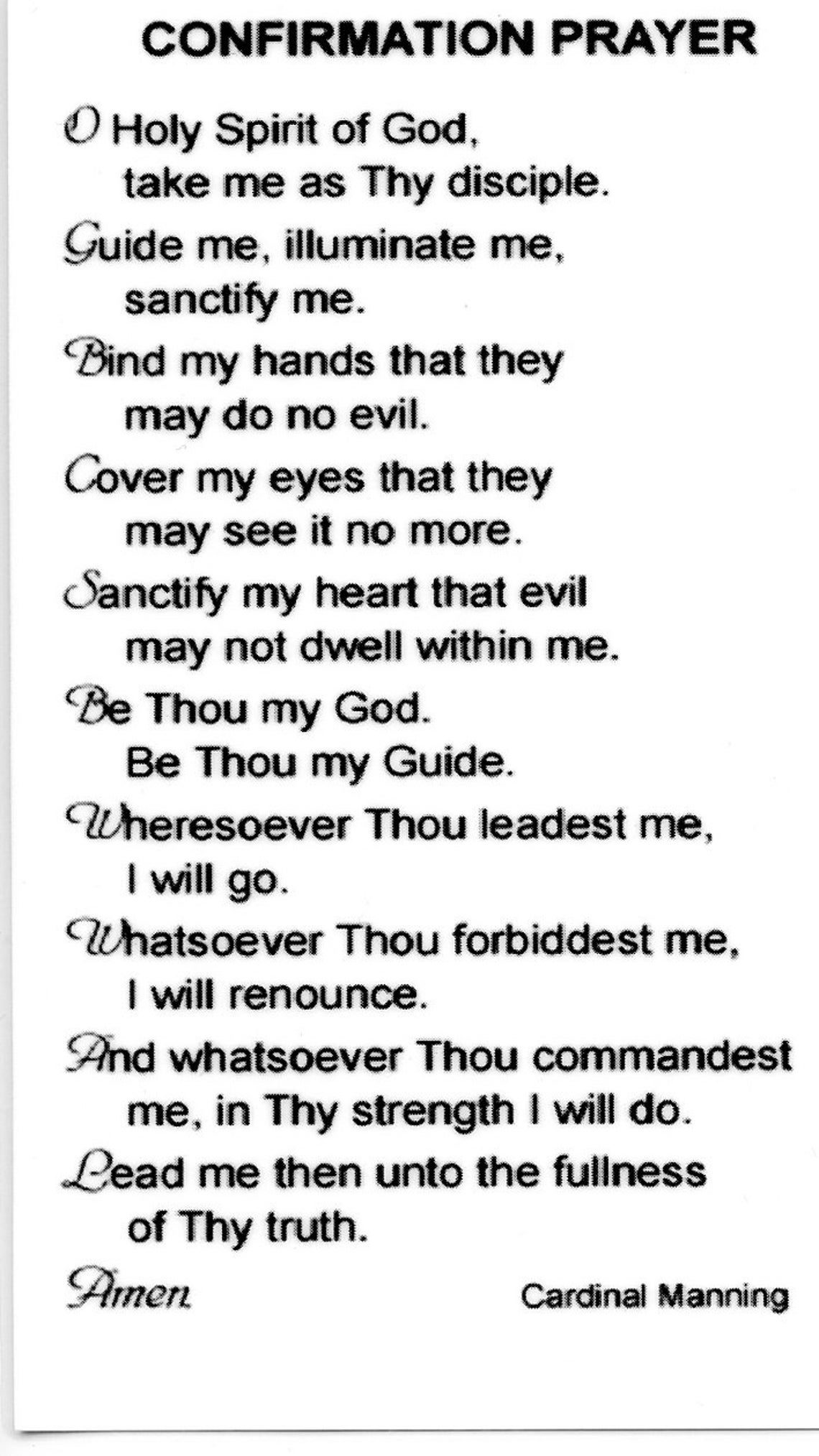 CONFIRMATION PRAYER BOY Holy Card Prayer Card pack of 25 - Etsy