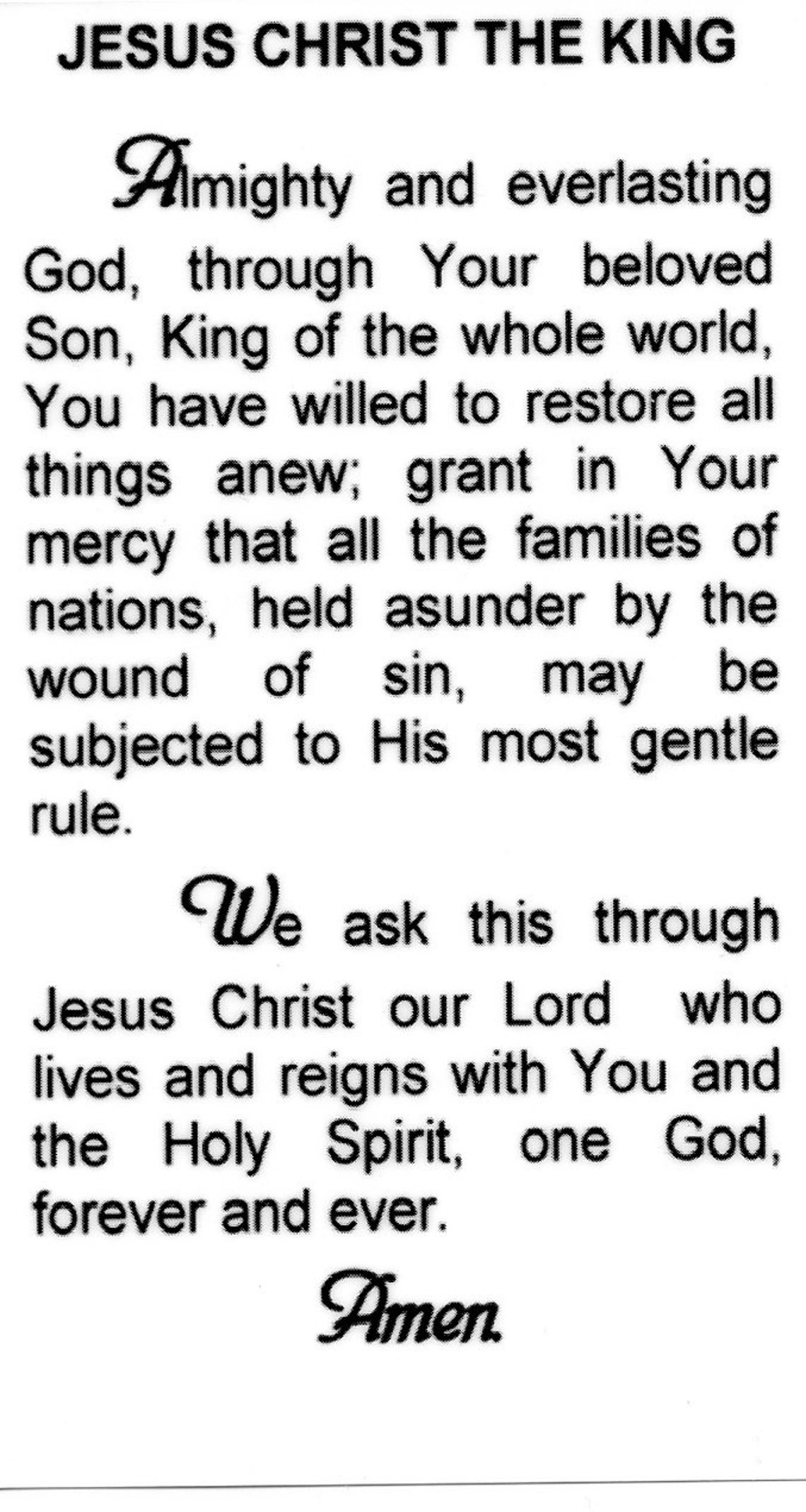 Jesus Christ the King Holy Card Prayer Card pack of 25 | Etsy