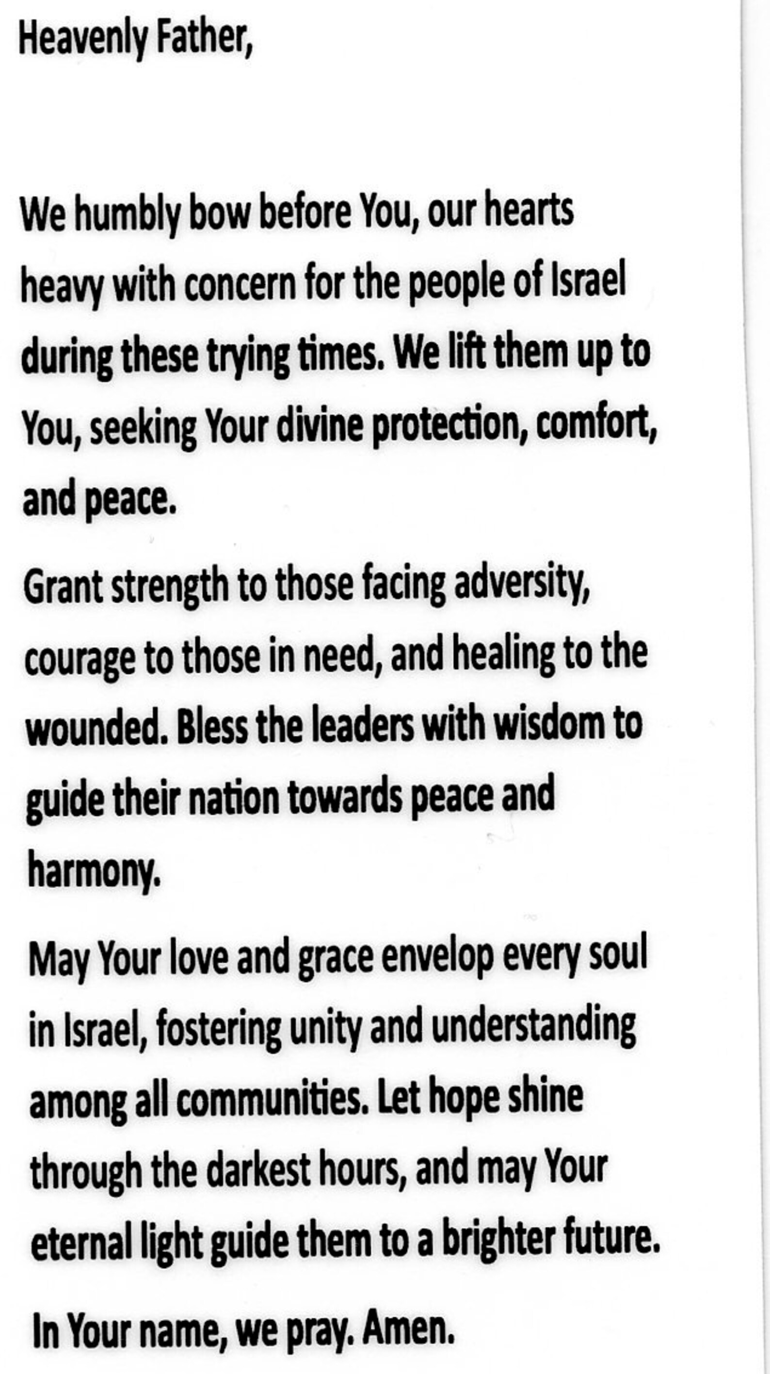 Prayer for People of Israel U - Holy Card - Prayer Card -pack of 25 - Etsy