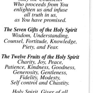 Prayer to Receive the Holy Spirit - Holy Card - Prayer Card -pack of 25 ...