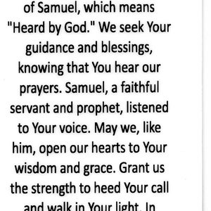A Prayer for Samuel U - Holy Card - Prayer Card -pack of 25 - Etsy