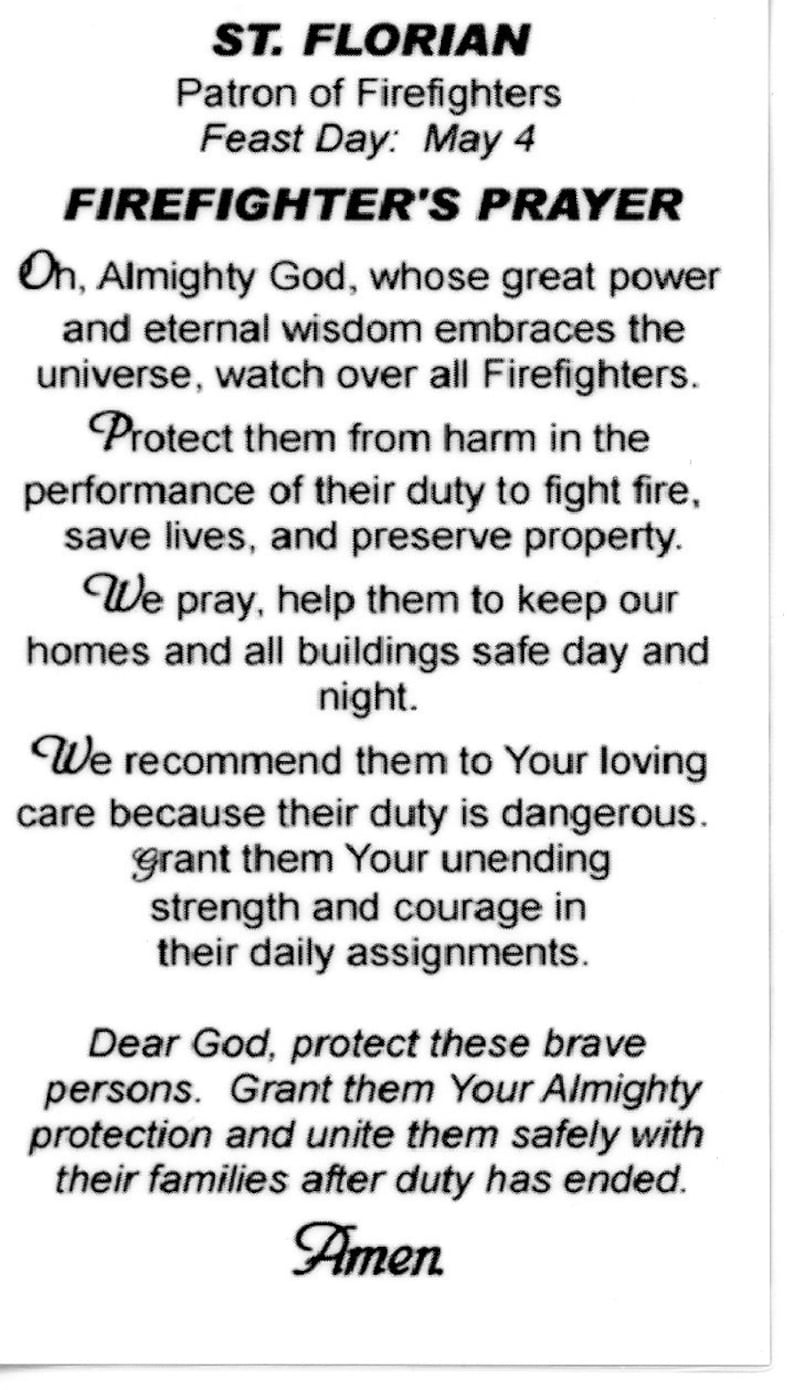 St. Florian Fireman's Prayer Relic Holy Card Blessed - Etsy