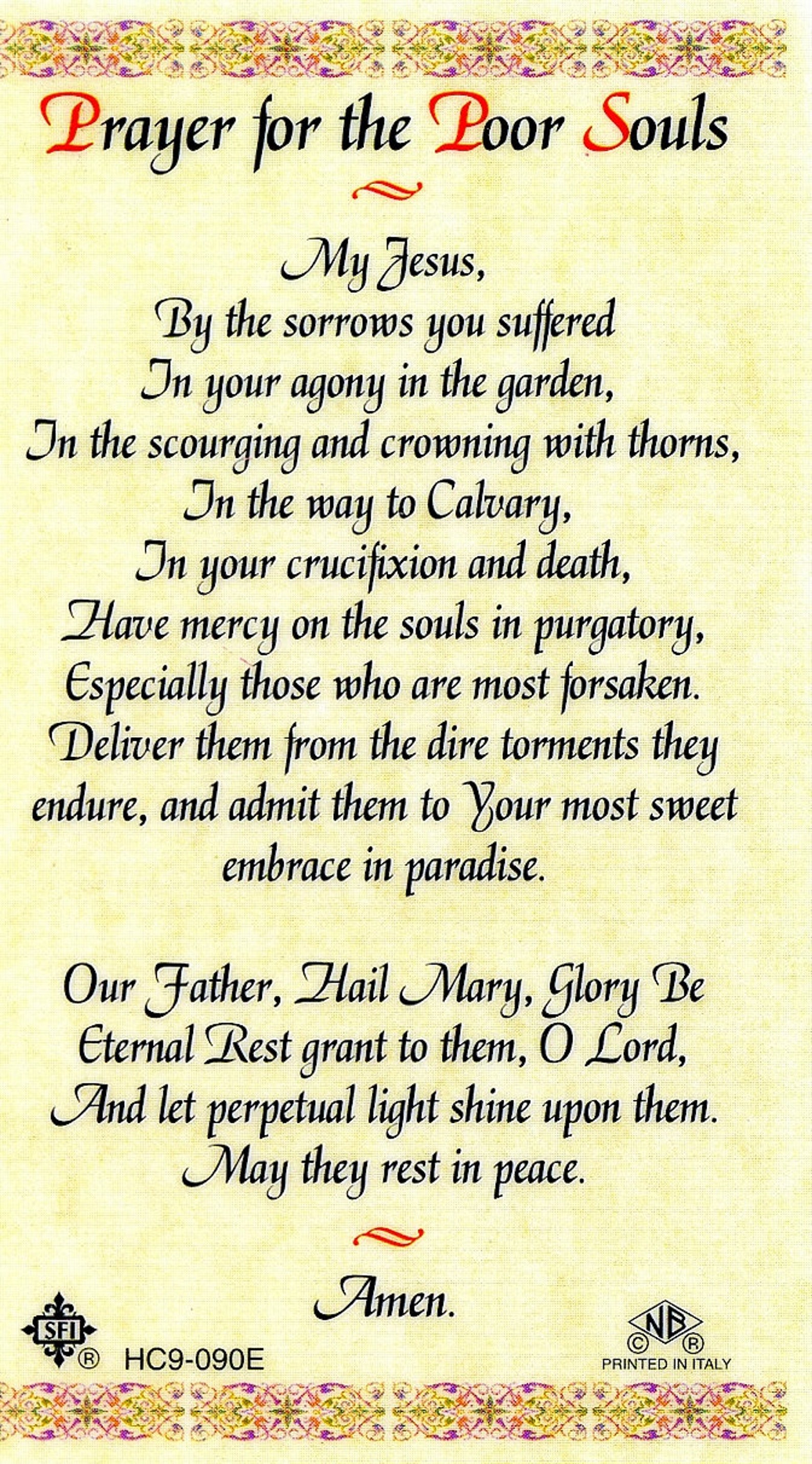Prayer for Poor Souls - Holy Card - Prayer Card -pack of 25 - Etsy